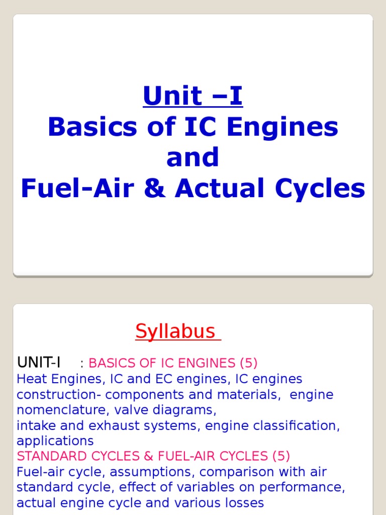UNIT I: Basic of I C Engine | PDF | Internal Combustion Engine | Piston