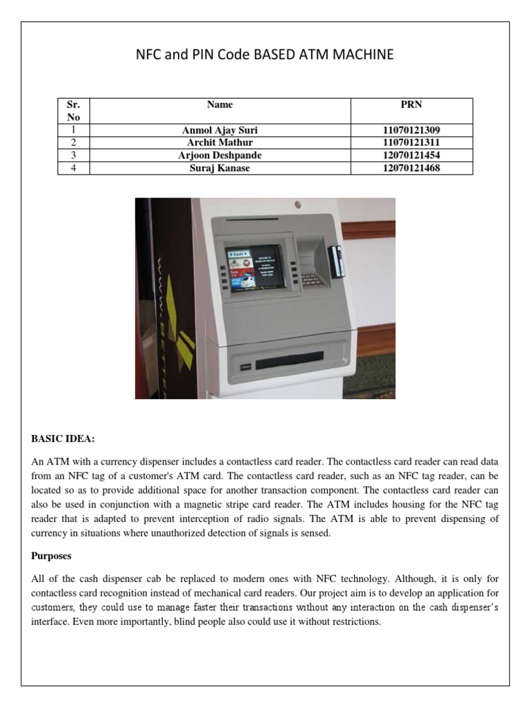 NFC and PIN Code Based ATM Machine | PDF | Near Field Communication ...