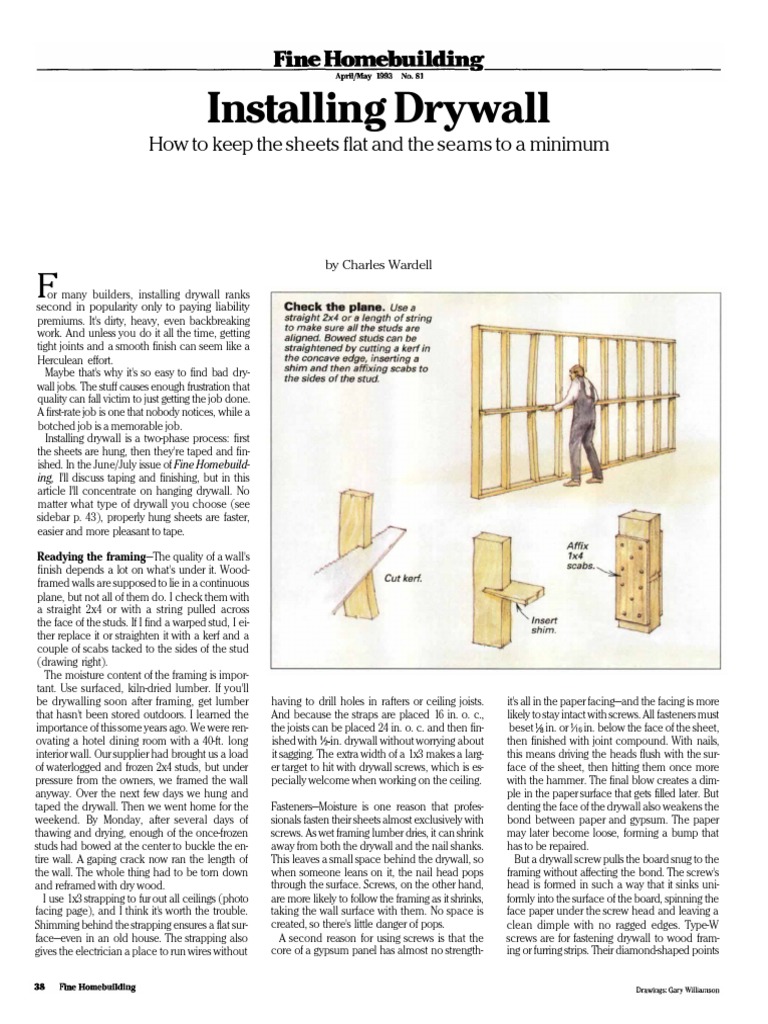 Installing Drywall | Download Free PDF | Drywall | Framing (Construction)