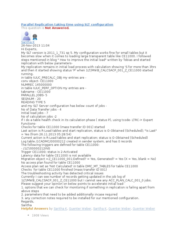 Discussions On SLT Replications Issues | PDF | Replication (Computing) | Parallel Computing