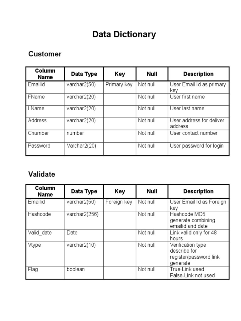 Data Dictionary | PDF | Information Technology Management | Computer Data