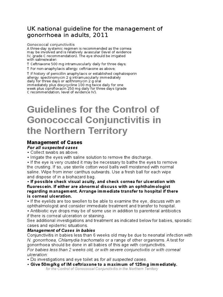 Guidelines For The Control of Gonococcal Conjunctivitis in The Northern ...