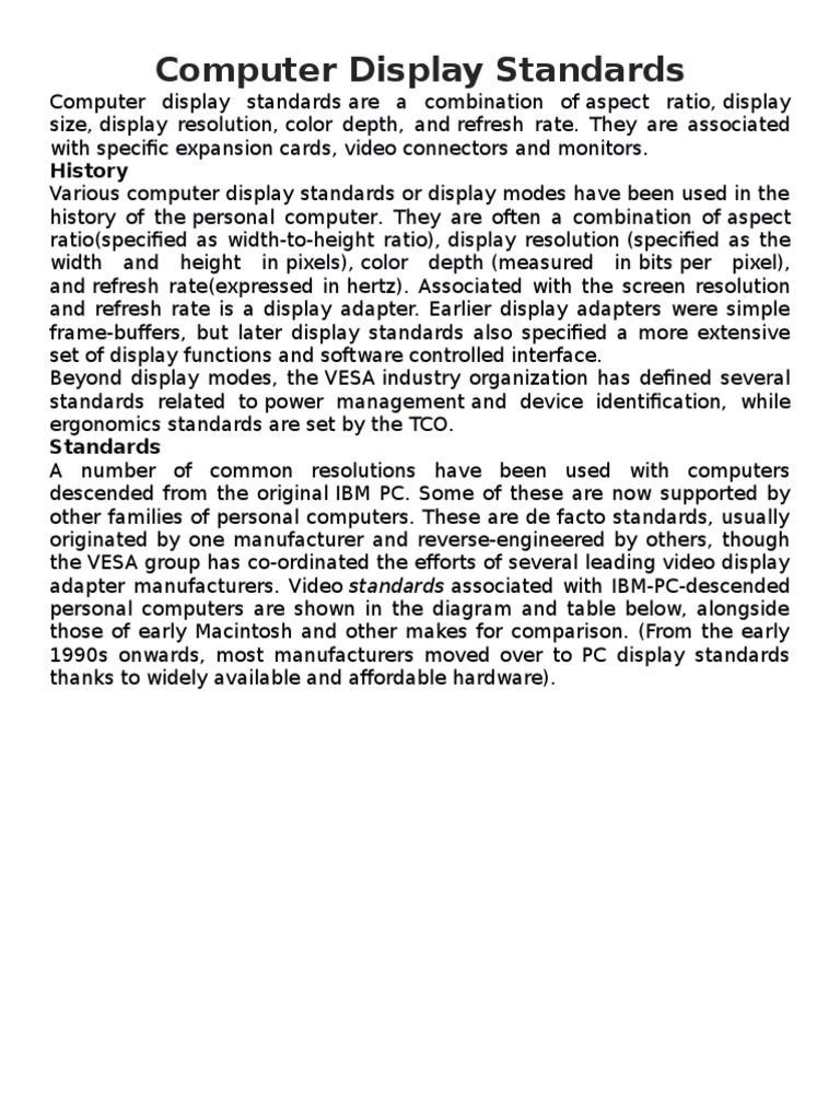 Computer Display Standards | PDF | Display Resolution | Computer Monitor