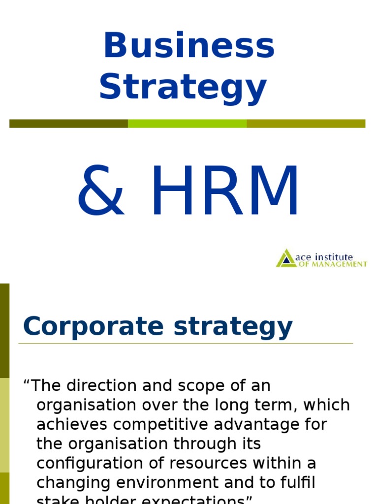 Business Strategy & HRM | Strategic Management | Human Resource Management