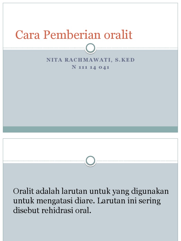 Cara Pemberian Oralit | PDF