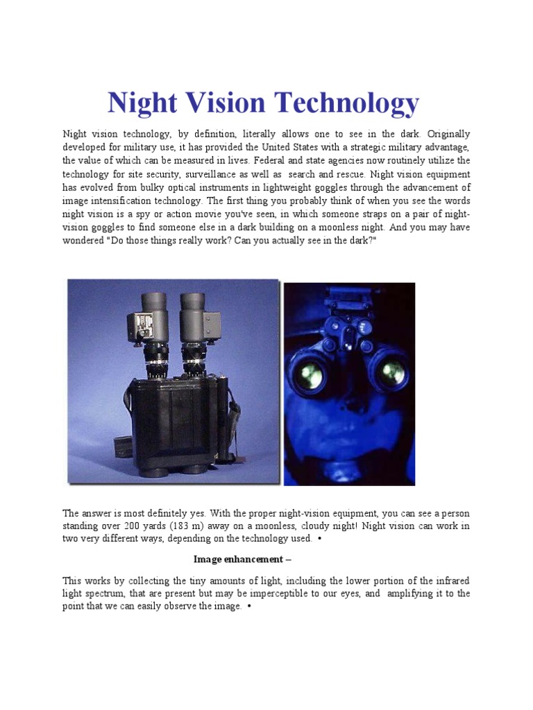 Night Vison Technology | PDF | Infrared | Thermography