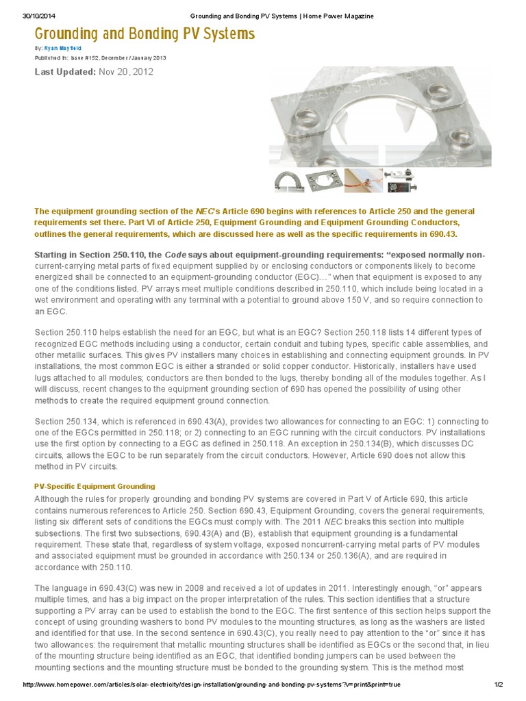 Grounding and Bonding PV Systems - Home Power Magazine | PDF ...