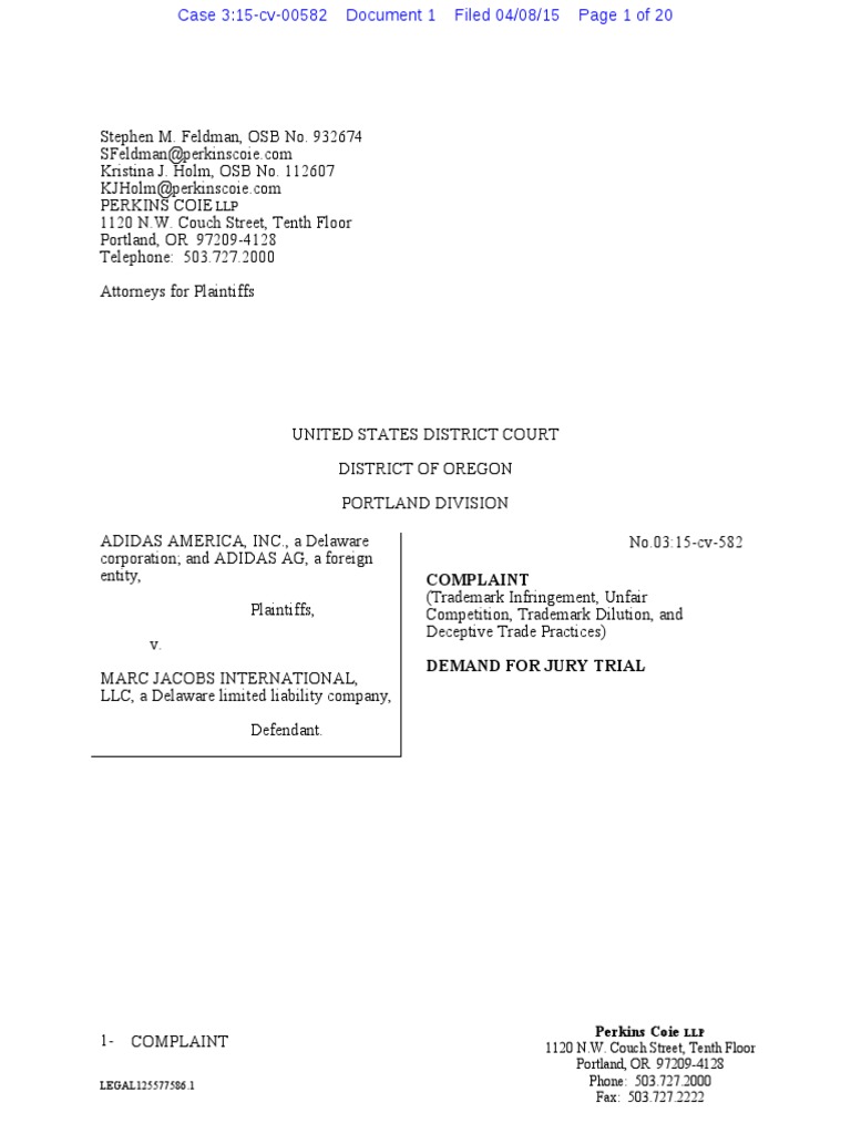 Adidas America v. Marc Jacobs International | PDF | Finance & Money ...