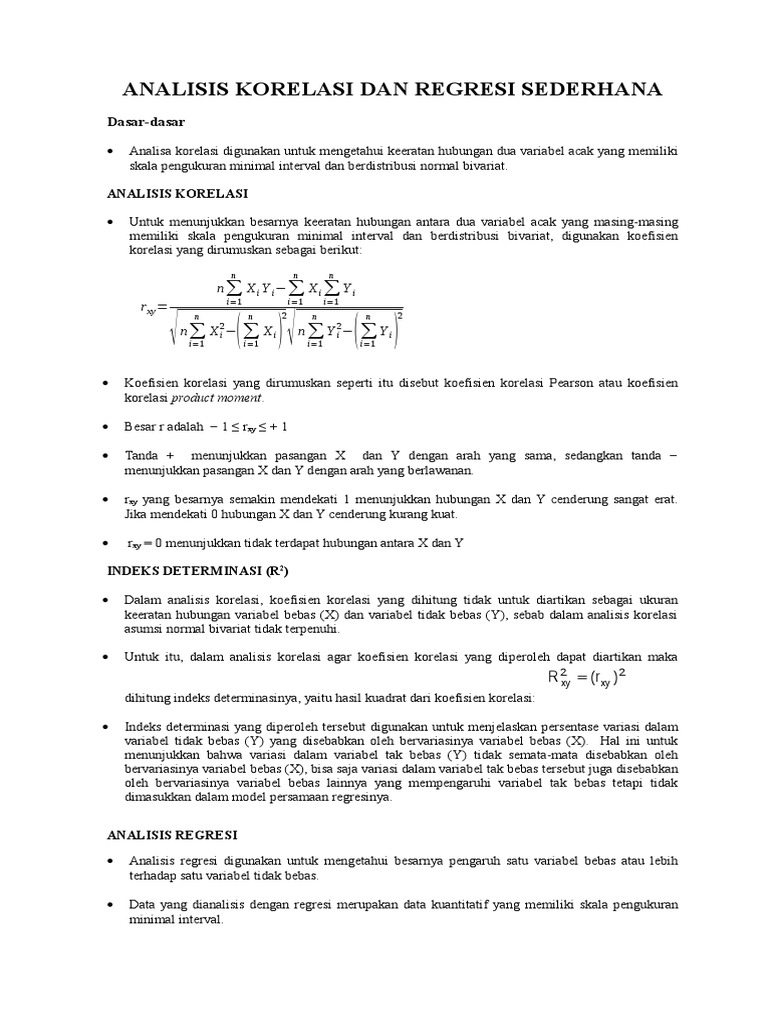 Analisa Regresi Dan Korelasi Sederhana | PDF | Metode & Bahan Ajar