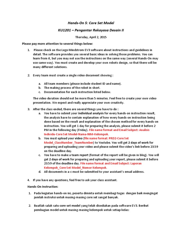 Core Set Model Project Guidelines | PDF | Career & Growth | Technology ...