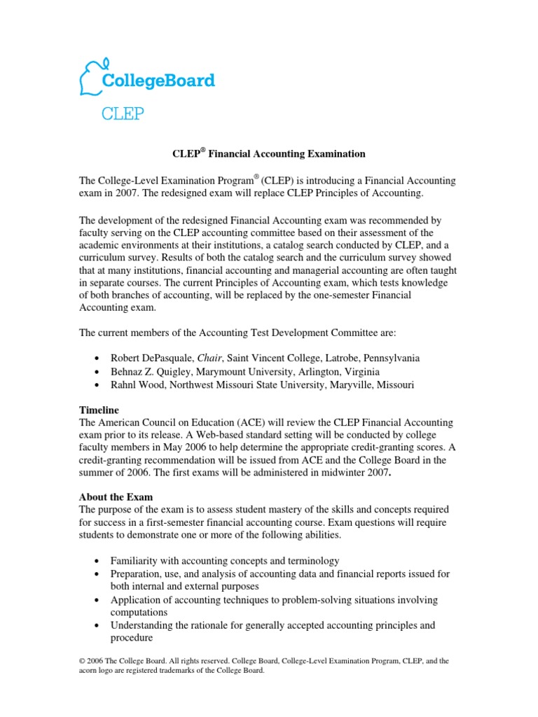 Clep Financial Accounting | PDF | Balance Sheet | Income Statement