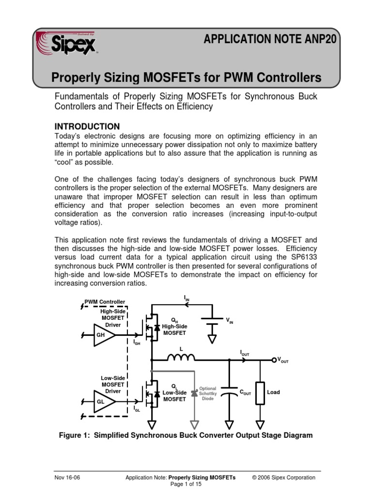 Properly Sizing Mosfets For PWM Controllers | PDF | Field Effect Transistor | Mosfet