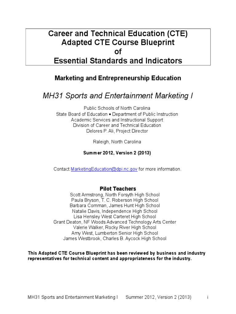01 Sports and Entertainment Marketing 1 Blueprint | PDF | Marketing ...