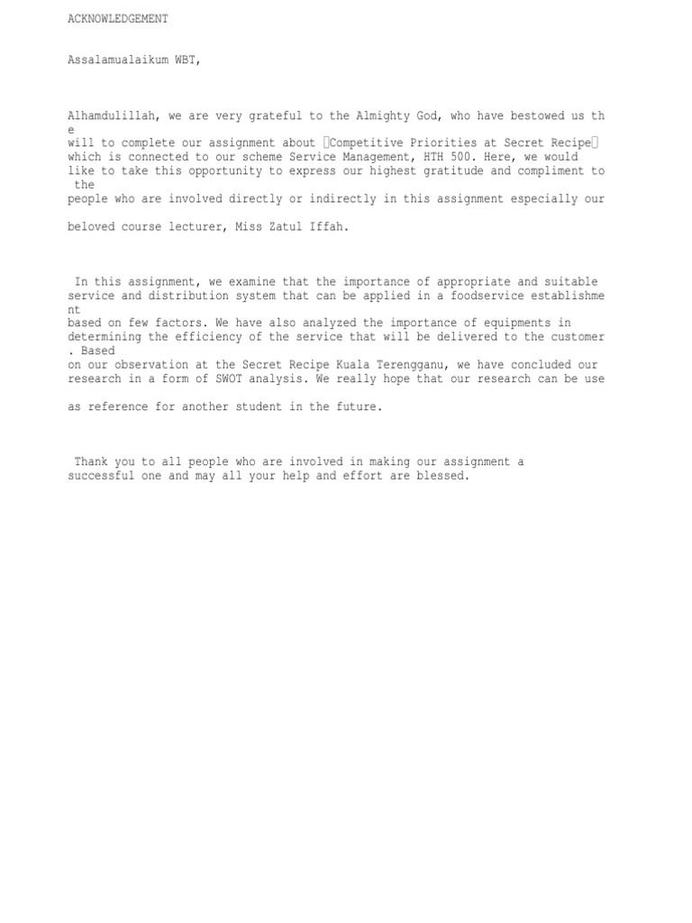 secret recipe swot analysis - Boris Mills