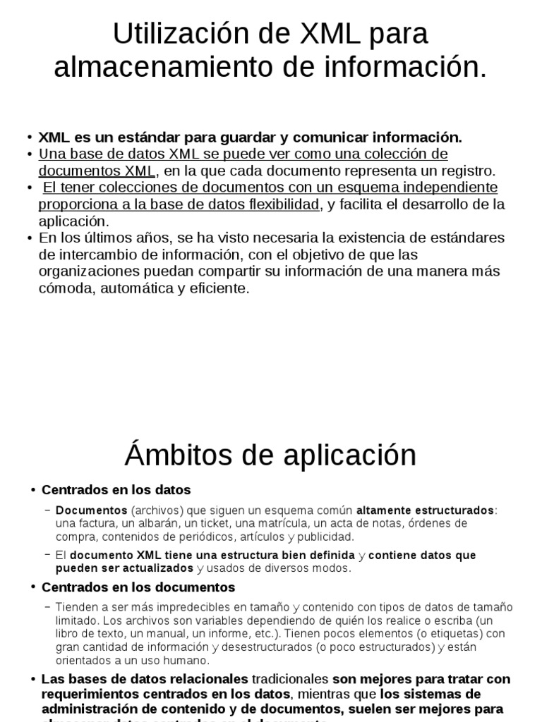 Presentación Xquery | PDF | Base de datos relacional | Bases de datos