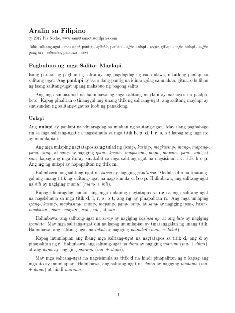 Aralin Sa Maylapi | PDF