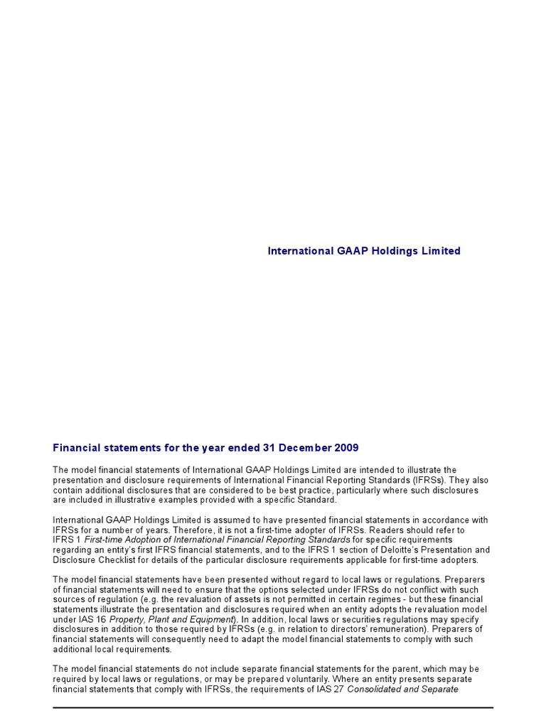 IFRS Model FS 2009 Final | PDF | International Financial Reporting ...