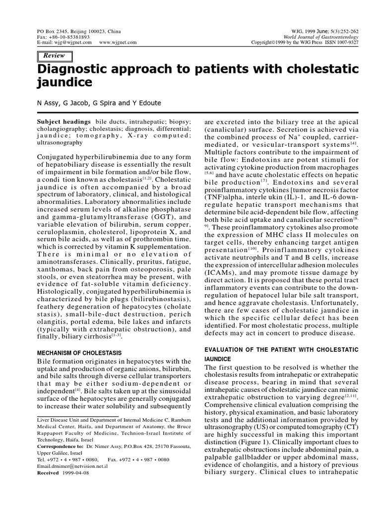 Diagnostic Approach To Patients With Cholestatic Jaundice: Review | PDF ...