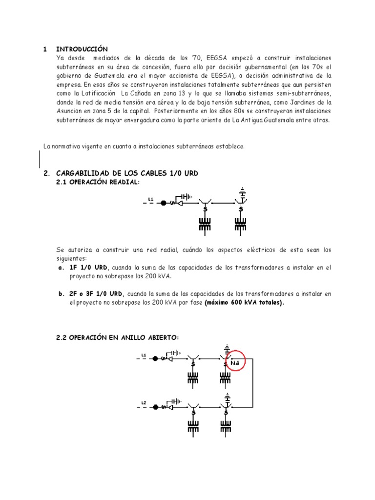 Instalaciones Subterráneas y Cables URD | PDF | voltaje | Cable
