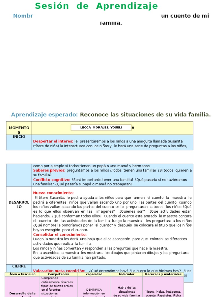 Cuento Familiar: Actividades y Reflexión | PDF | Cuentos | Maestros