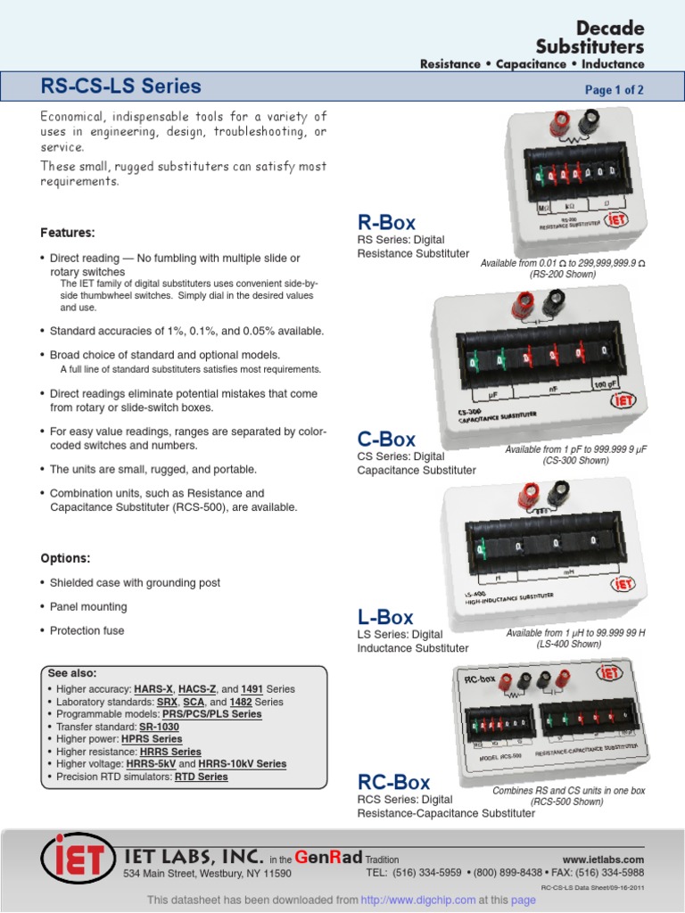 IET Lab_RS-201W Range Precision Resistance Substituter | Accuracy And ...