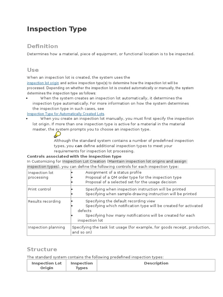 Overview of SAP QM Inspection Types | PDF | Computing | Business