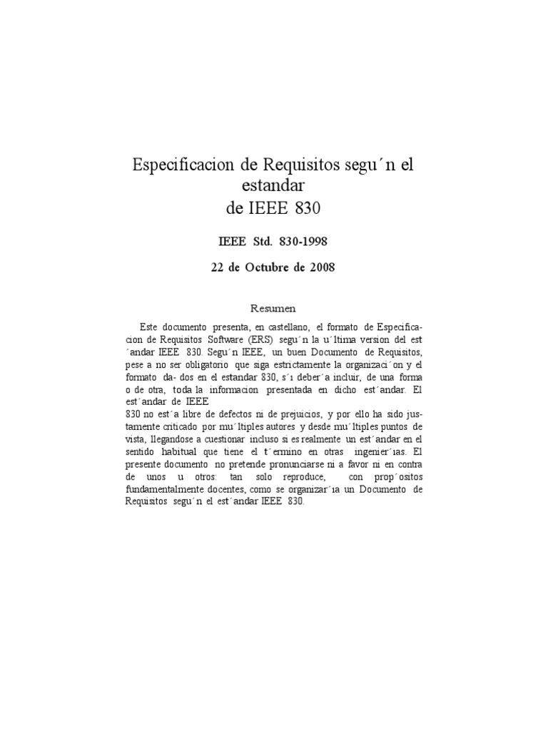 Especificación de Requisitos Según El Estándar IEEE 830 | PDF | Software | Ingeniería Informática