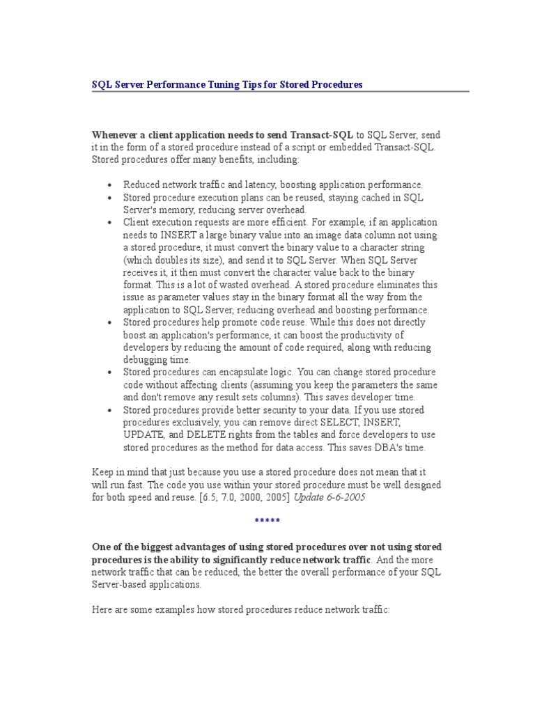 Optimizing SQL Server Stored Procedures | PDF | Microsoft Sql Server ...