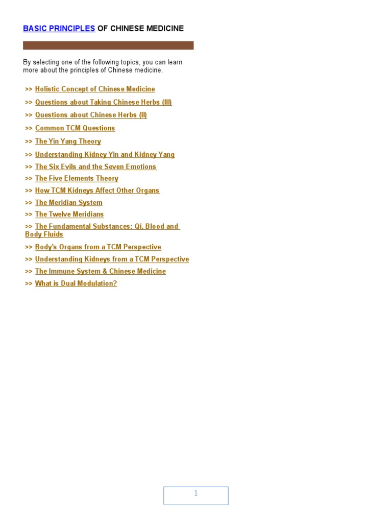 Basic Principles of Chinese Medicine | PDF