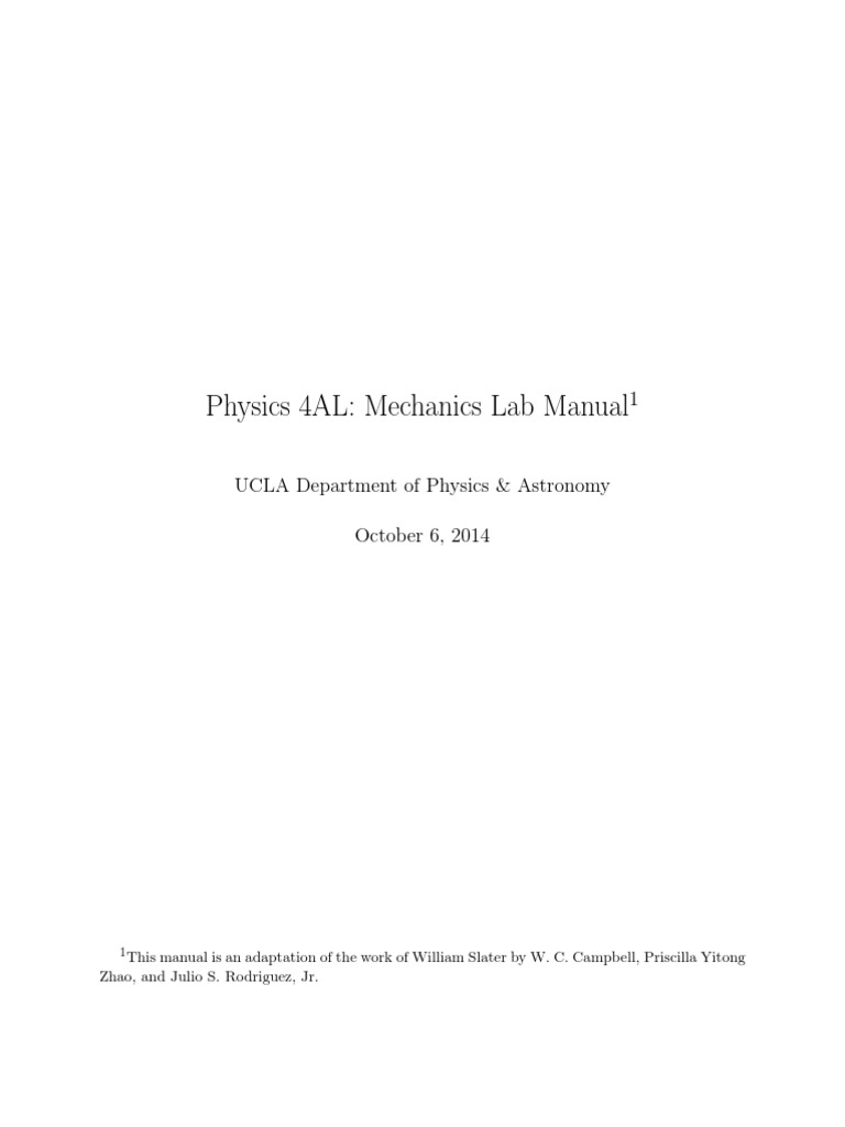 Physics 4AL: Mechanics Lab Manual | PDF | Accuracy And Precision | Uncertainty