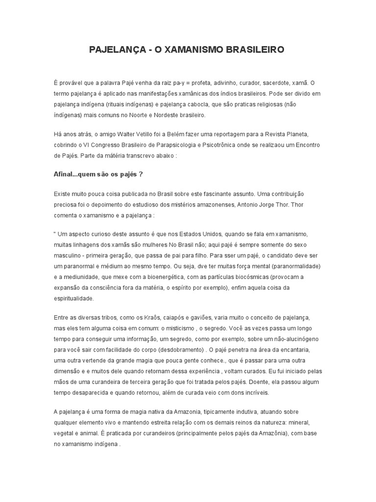 Pajelança | PDF | Xamanismo | Antropologia