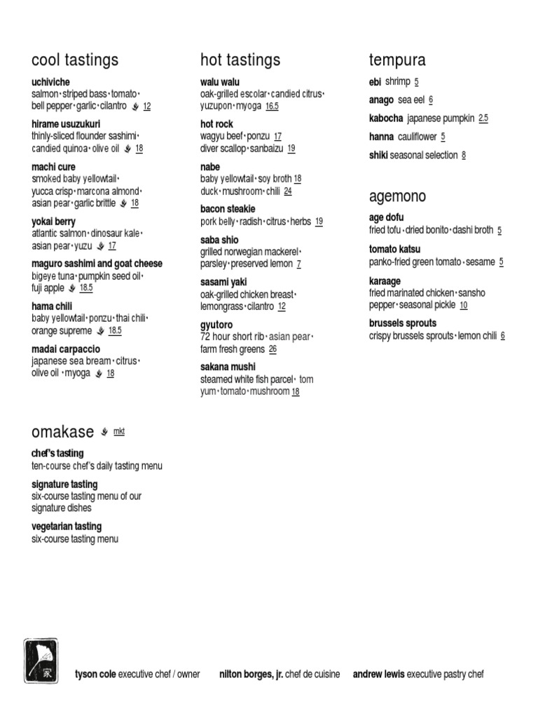 Uchi Dallas Menu | PDF | Sushi | Asian Cuisine