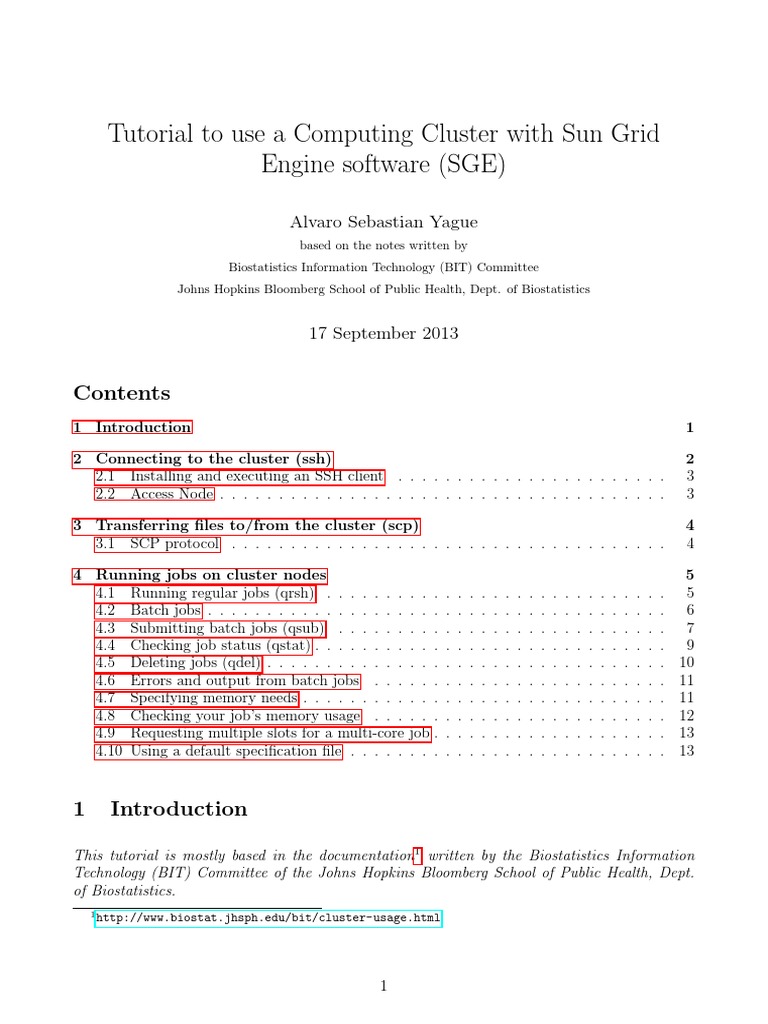 Sun Grid Engine Tutorial | PDF | File Transfer Protocol | Secure Shell