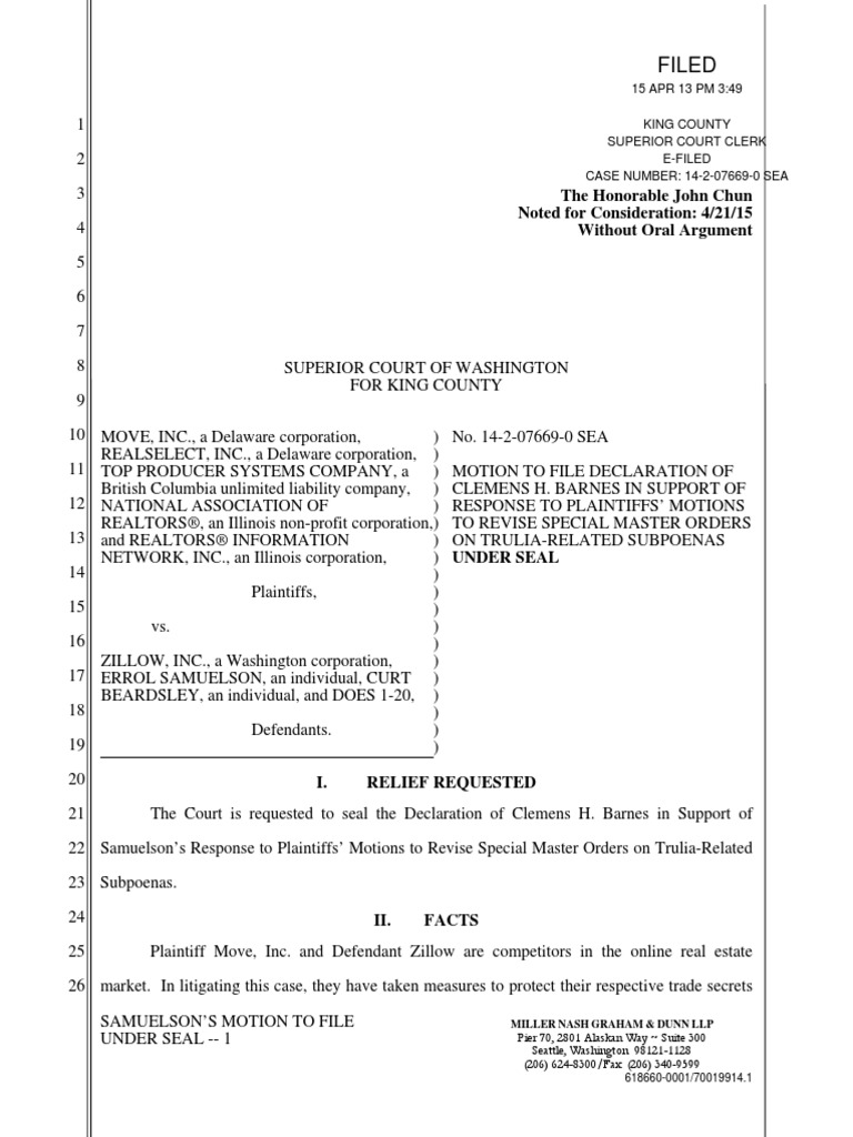 Legal Motion to Seal Documents | PDF | Lawsuit | Public Law