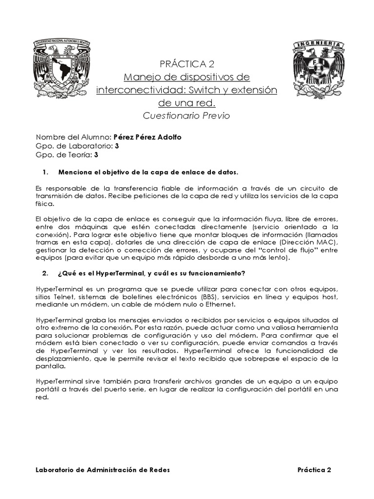 Práctica 2 Admin Redes | PDF | Conmutador de red | Red de computadoras