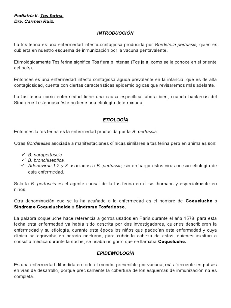 Infografía sobre Tos Ferina en Niños | PDF | Tos | Sistema inmune