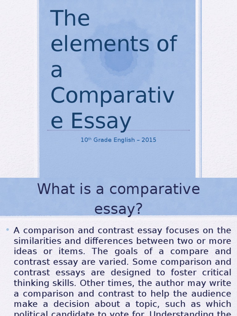 Comparative Essay Structure | PDF | Essays | Thesis