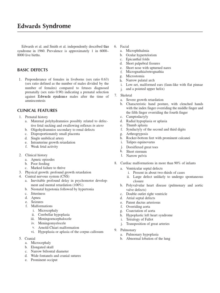 Edwards Syndrome | Congenital Disorder | Congenital Heart Defect