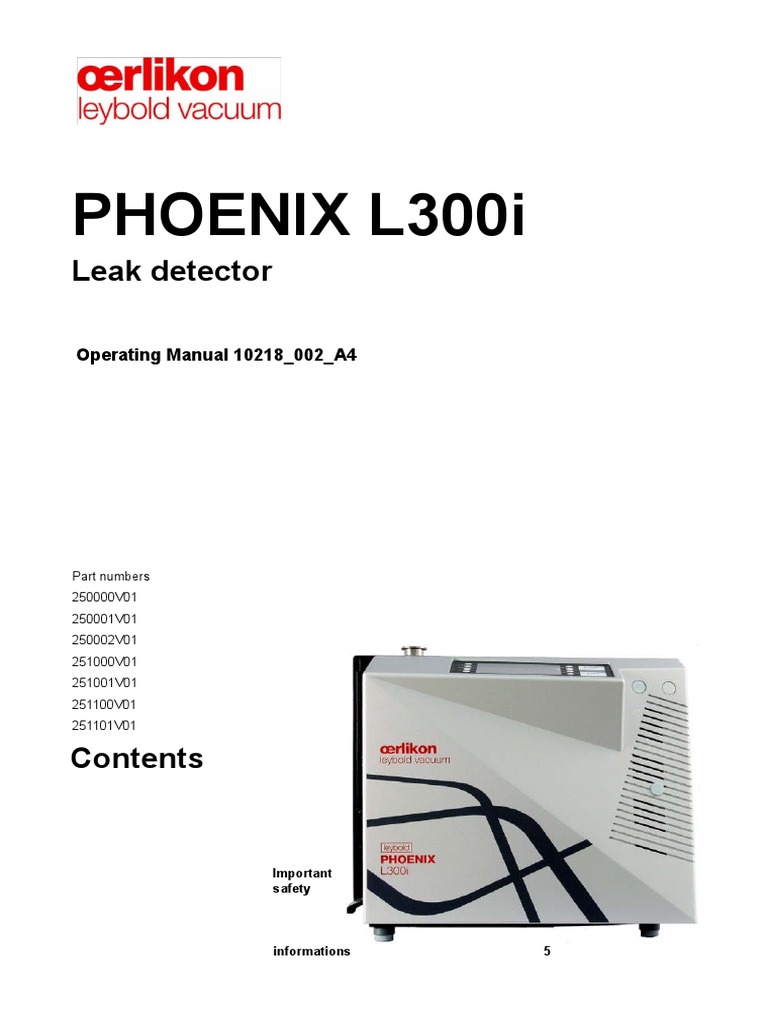 Phoenix L300i Manual LEYBOLD | PDF | Mass Spectrometry | Vacuum