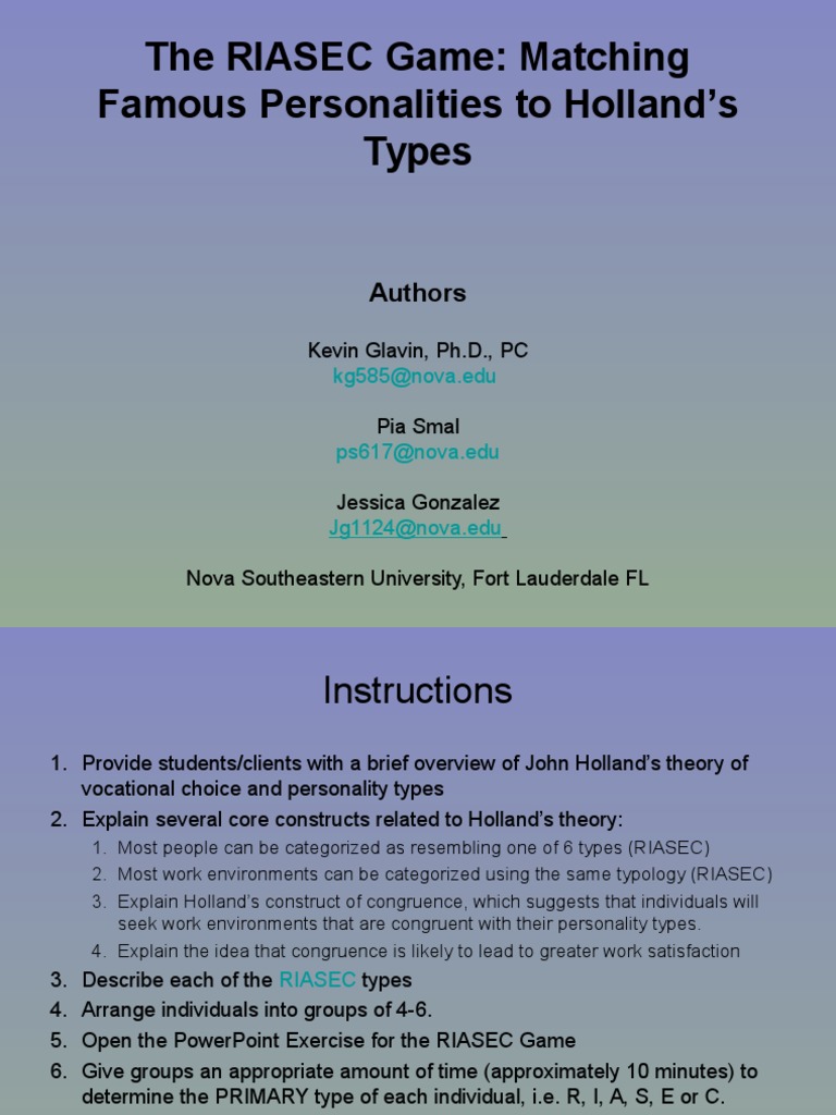 Holland Test | PDF | Action (Philosophy) | Cognitive Science