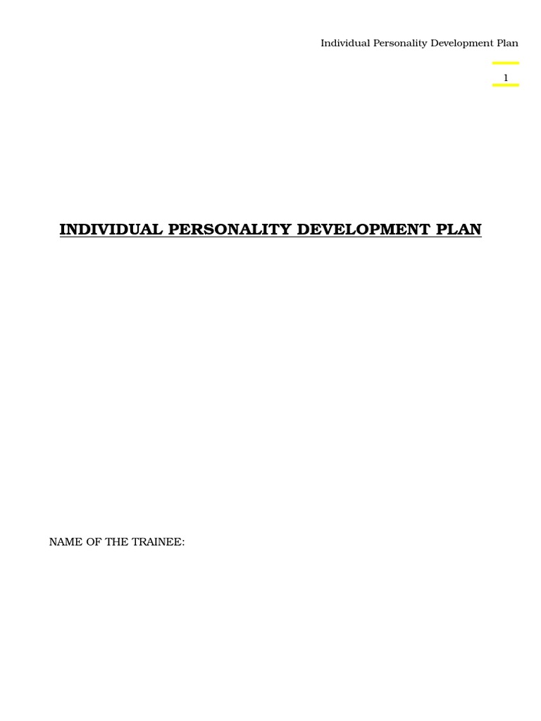 Individual Personality Development Plan | PDF
