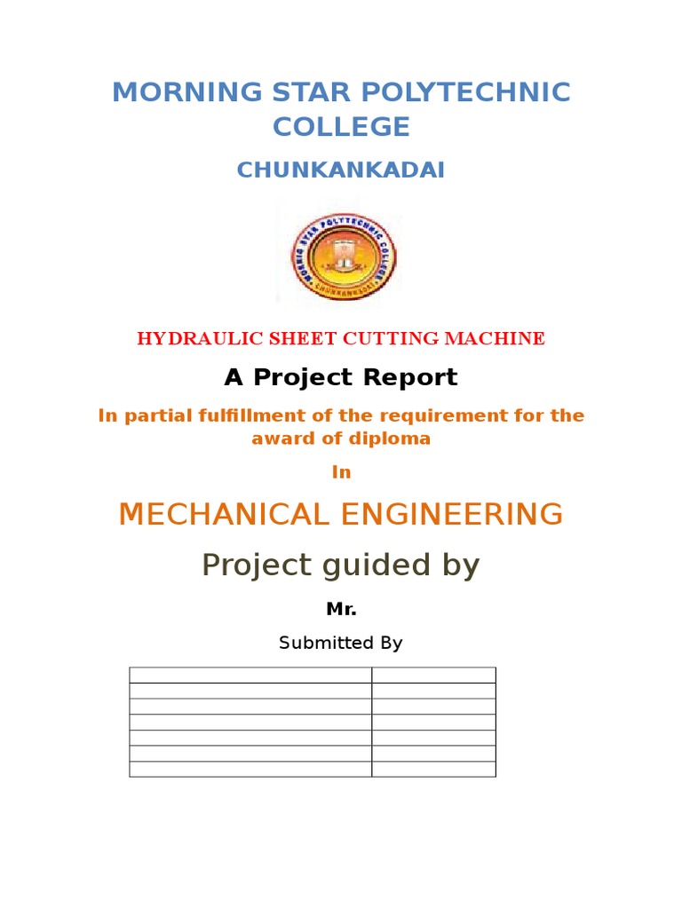 Hydraulic Sheet Cutting Report | PDF | Actuator | Pump
