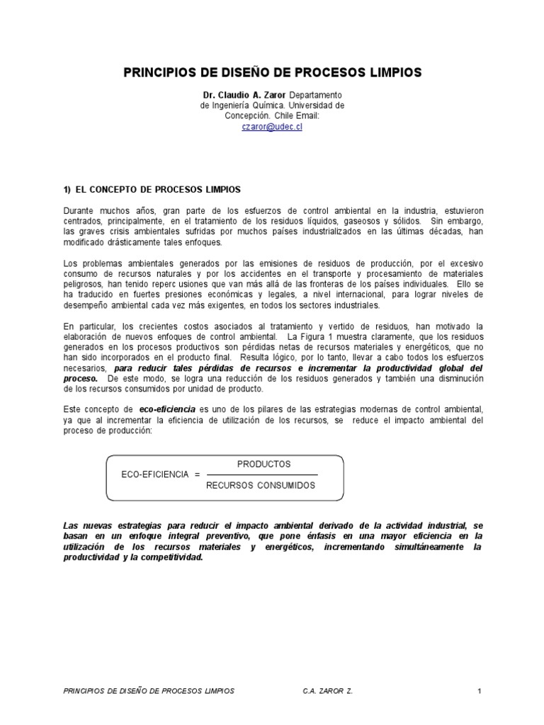 Principios Procesos Limpios | PDF | Evaluación de impacto ambiental ...