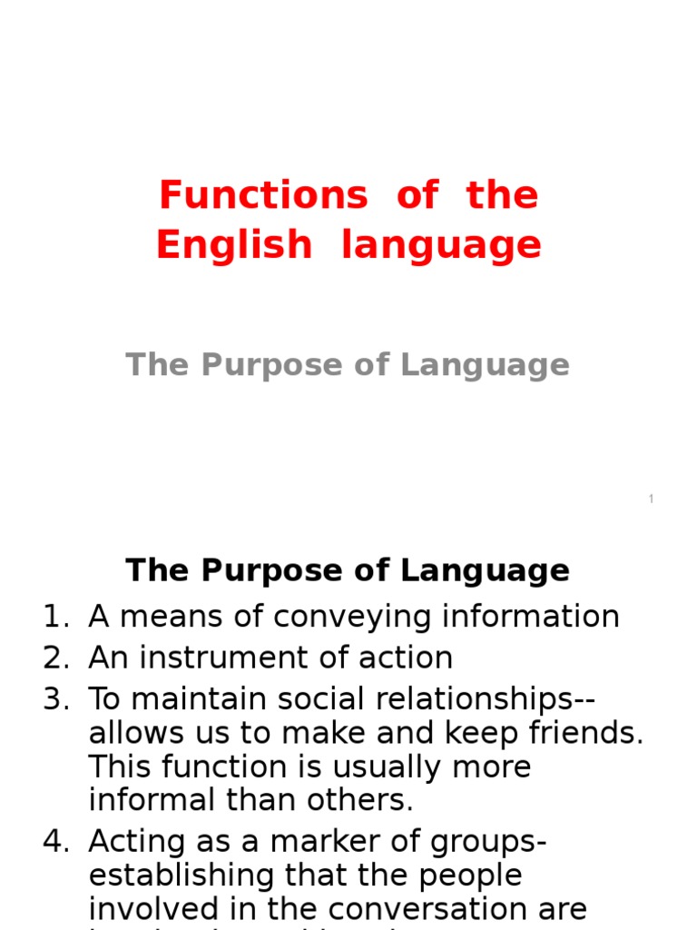 Functions of The English Language | PDF | Interpersonal Communication ...