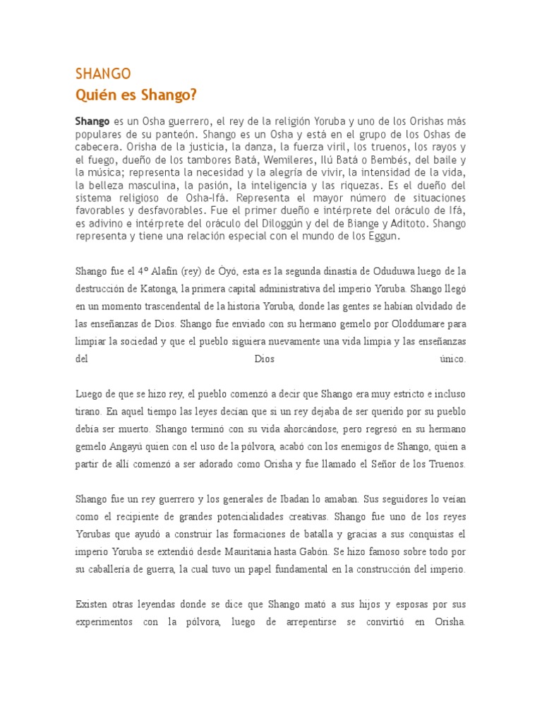 Shango | PDF | Santeria | Religión y creencia
