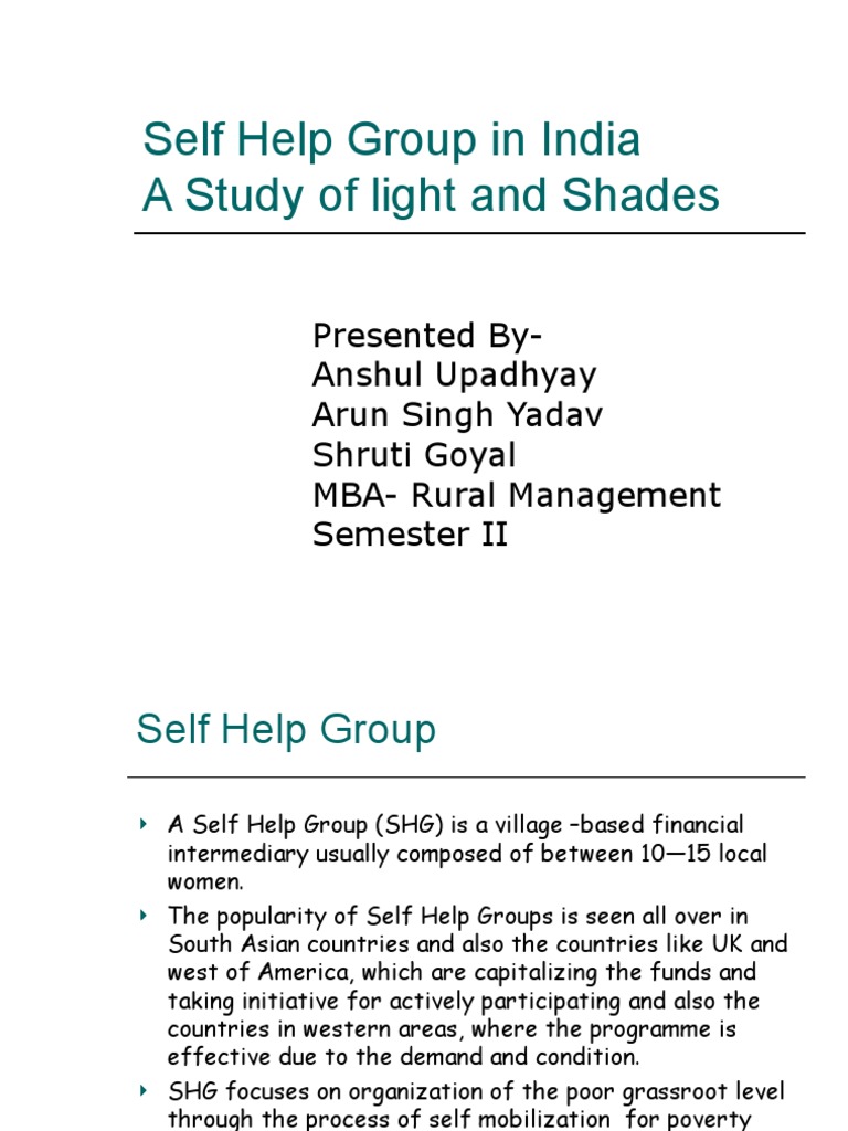 Presentation On Self Help Groups - RPA | PDF | Microfinance | Banking
