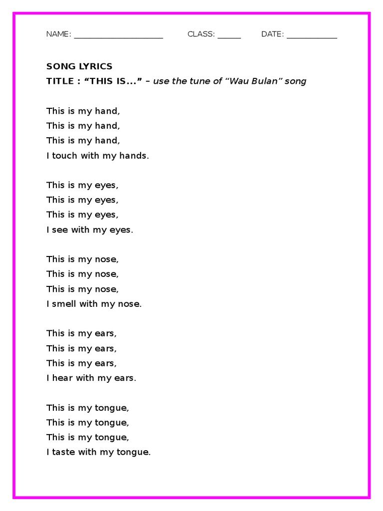 Body Parts Song for Kids | PDF