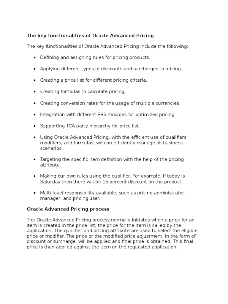 Oracle Advanced Pricing | PDF | Pricing | Oracle Corporation