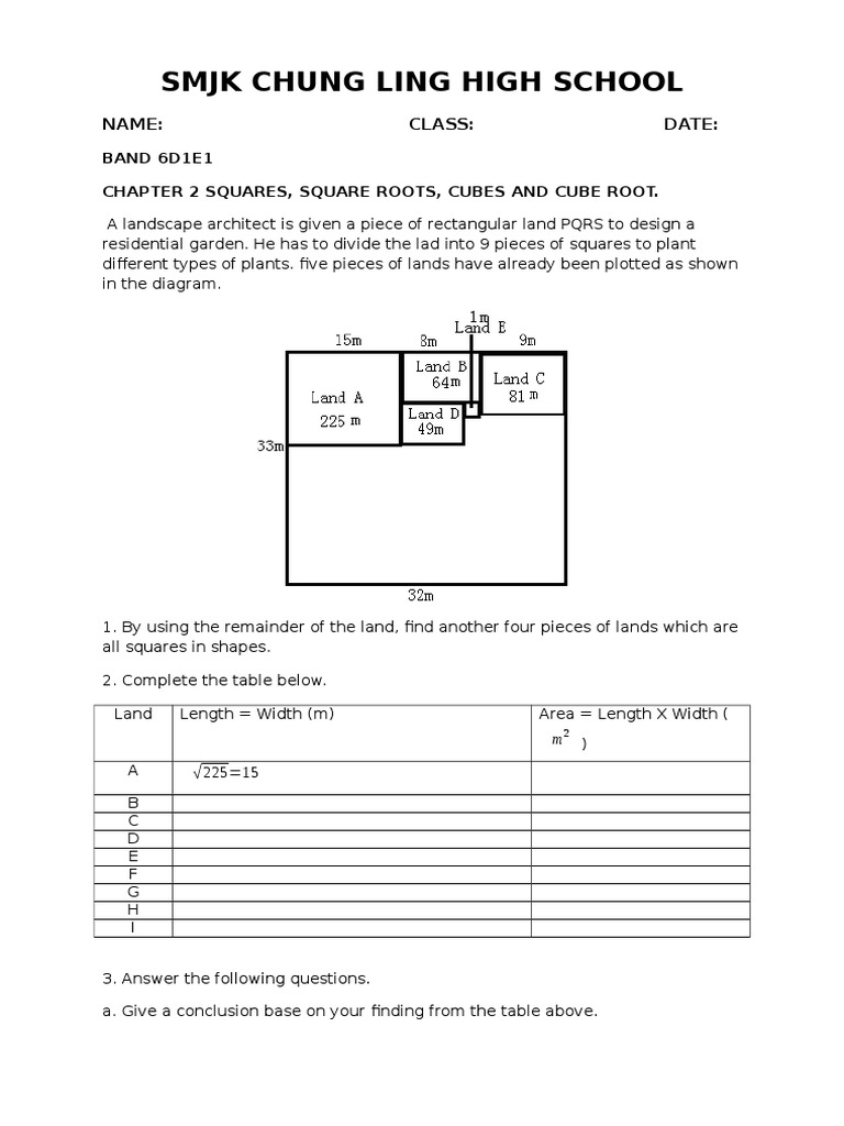 Design Squares in Rectangular Land | PDF | Teaching Methods & Materials ...