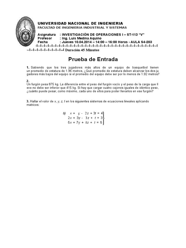 Practica y Examenes IO1 UNI 2014-1 | PDF | Interés | Tasas de interés